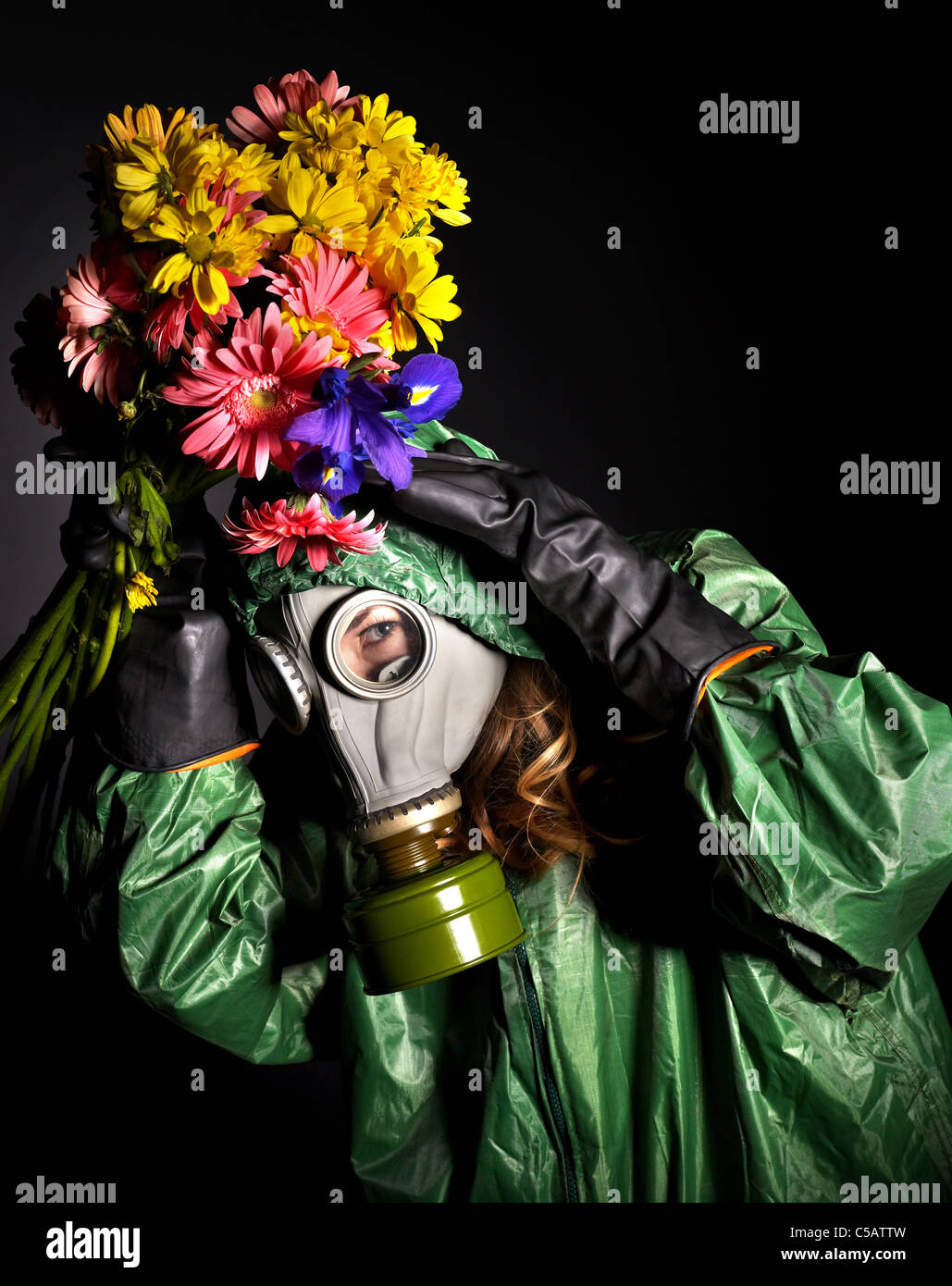 Woman gas mask flower hi-res stock photography and images - Alamy