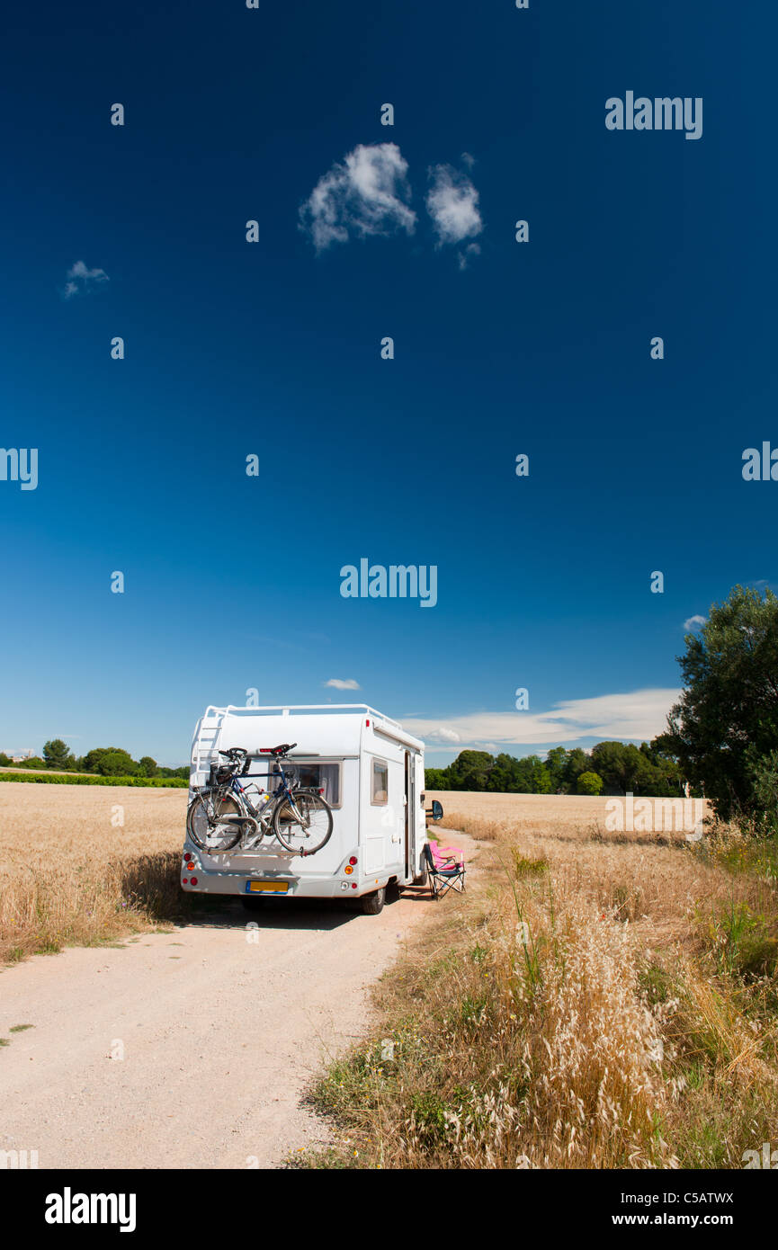 camper or mobil home in free nature Stock Photo - Alamy