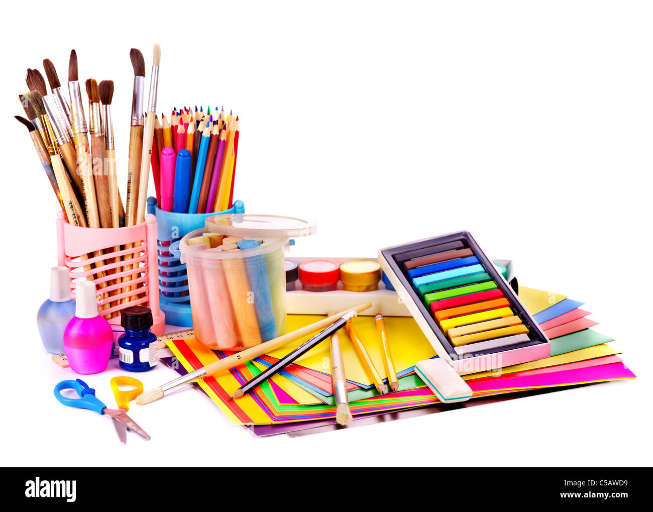 Back to school supplies. Isolated Stock Photo - Alamy