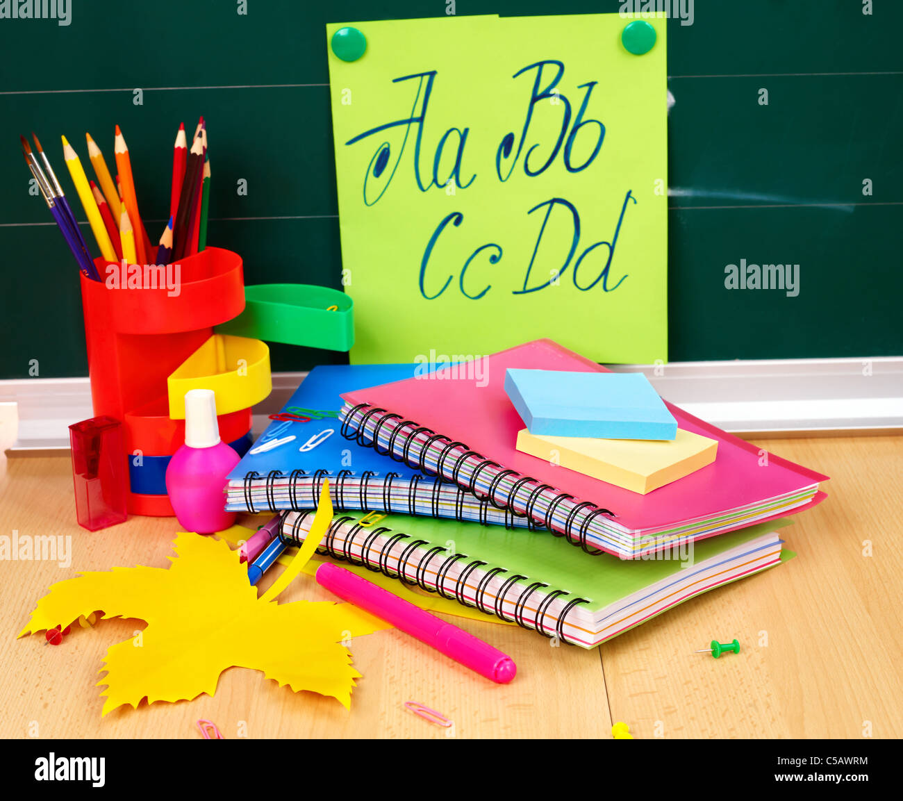 Back to school supplies. Utensils writing Stock Photo - Alamy