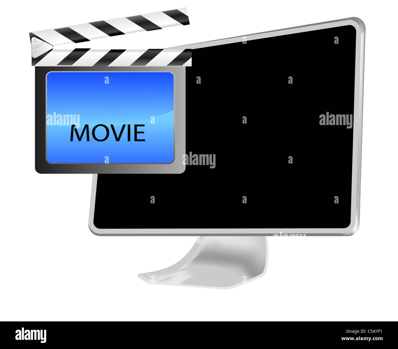Movie symbol on television isolated on white Stock Photo - Alamy