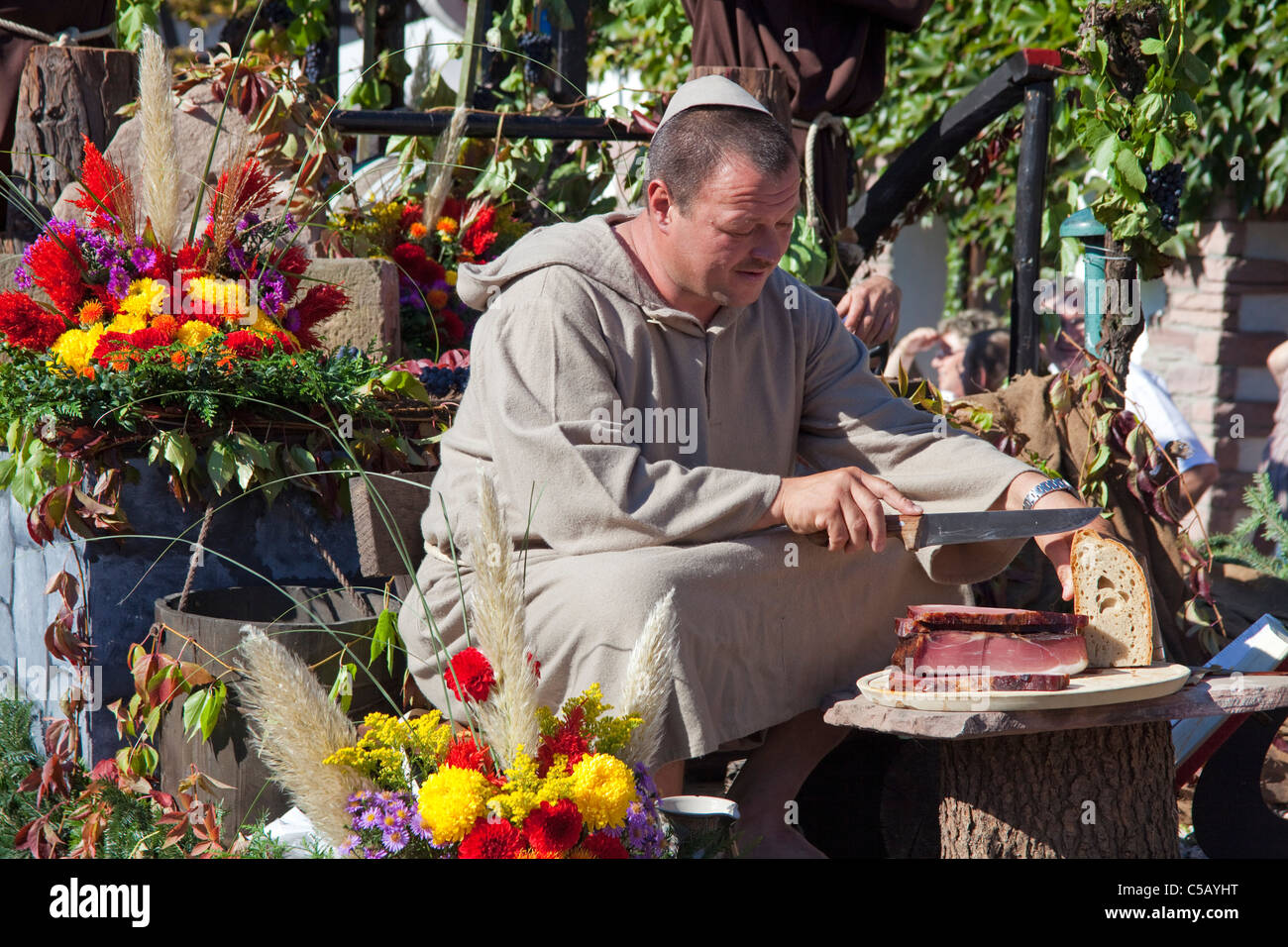 Monks of Schelzberg at the folk festival, costume groups, harvest ...