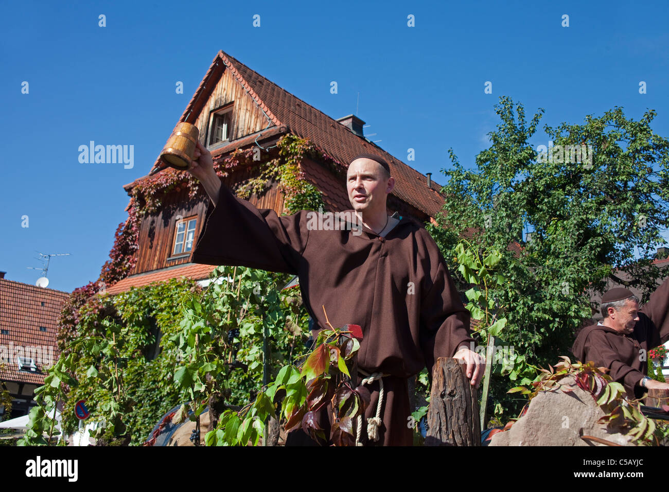 Monks of Schelzberg at the folk festival, costume groups, harvest ...