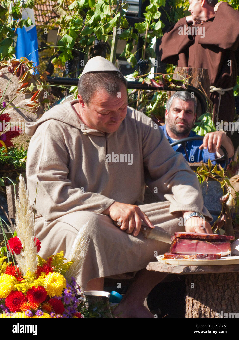 Monks of Schelzberg at the folk festival, costume groups, harvest ...