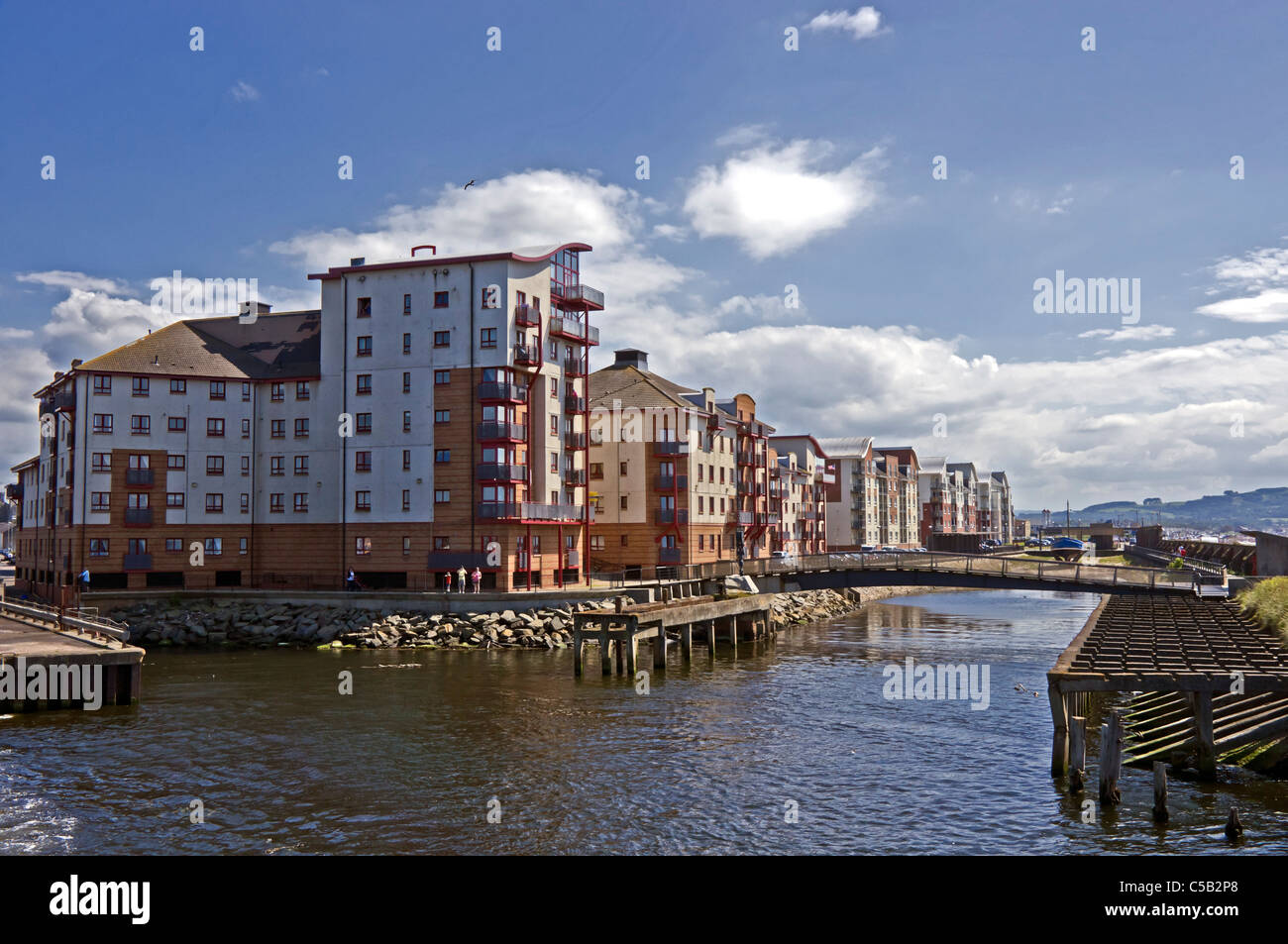 Housing developments frontage at Ayr Harbour in Ayr Ayrshire Scotland ...