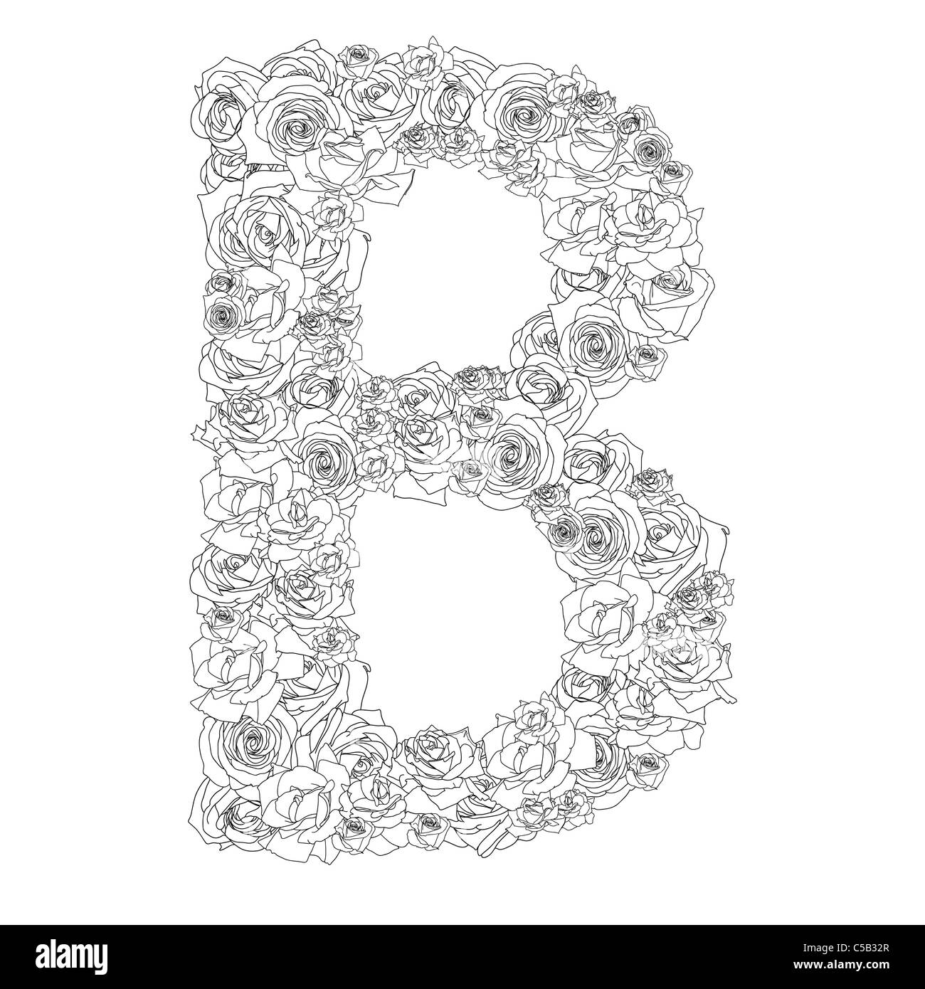 Flower alphabet of red roses, characters B Stock Photo - Alamy