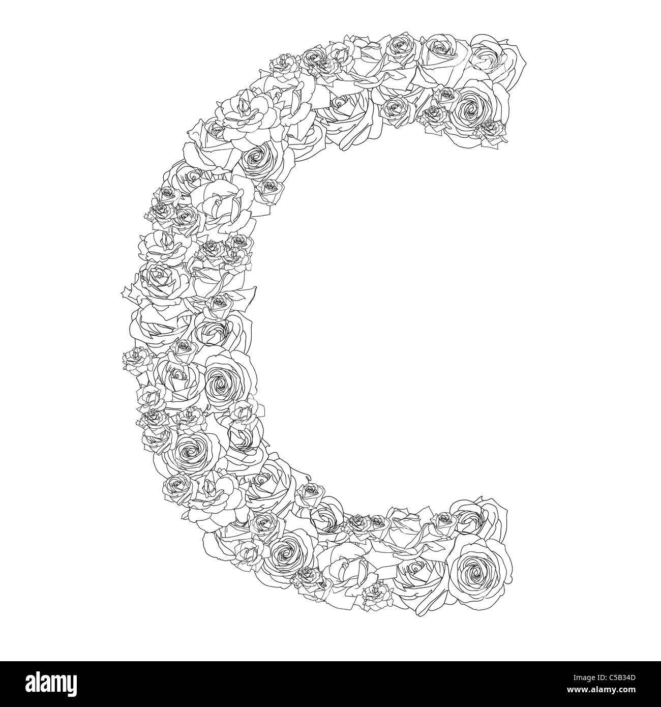 Flower alphabet of red roses, characters C Stock Photo - Alamy
