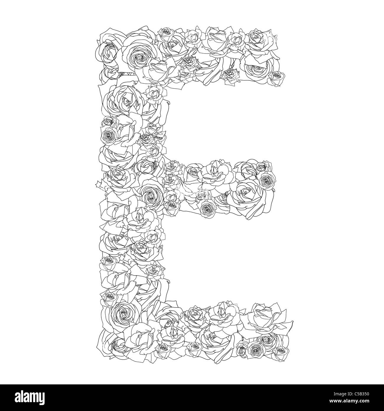 Flower alphabet of red roses, characters E Stock Photo - Alamy