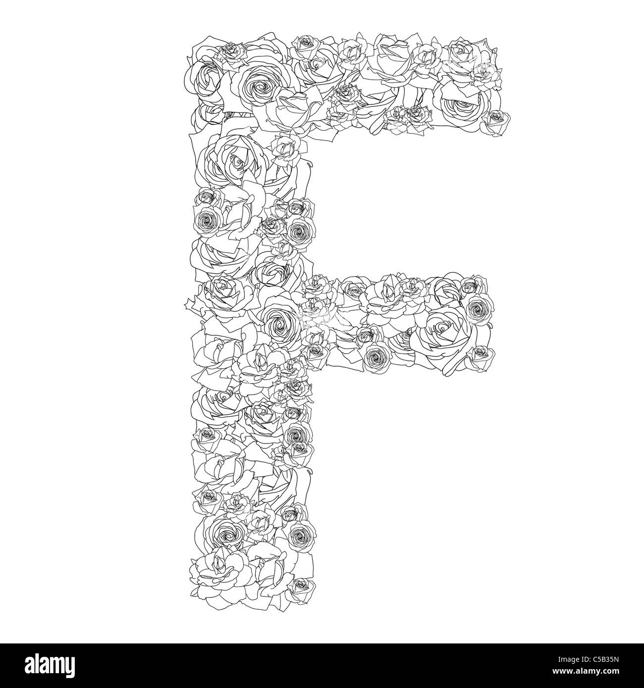 Flower alphabet of red roses, characters F Stock Photo - Alamy