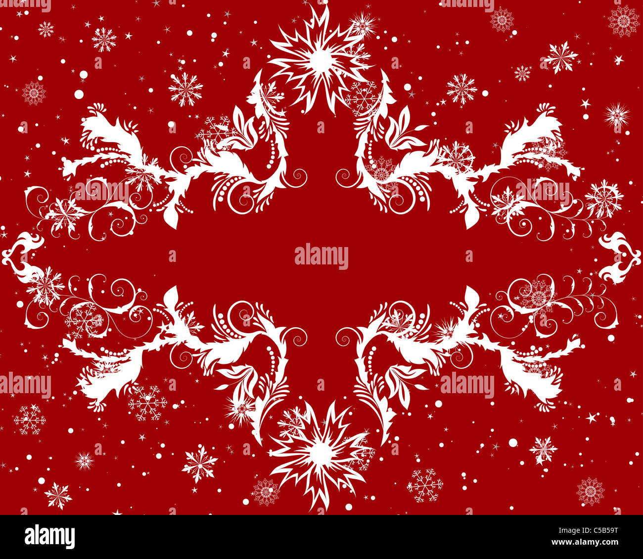 Victorian winter frame background with snowflakes elements Stock Photo ...