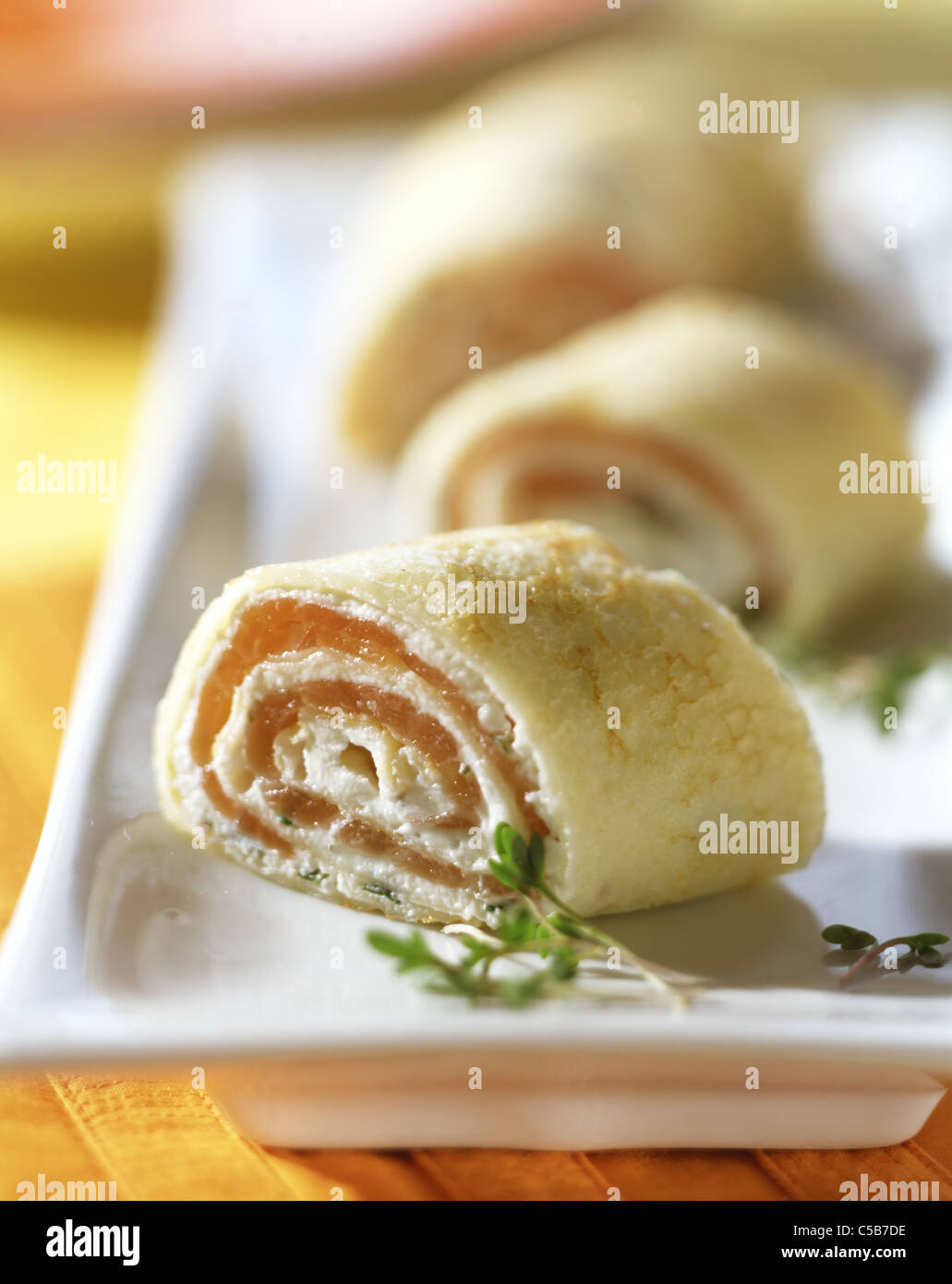 Salmon crepe rolls hi-res stock photography and images - Alamy
