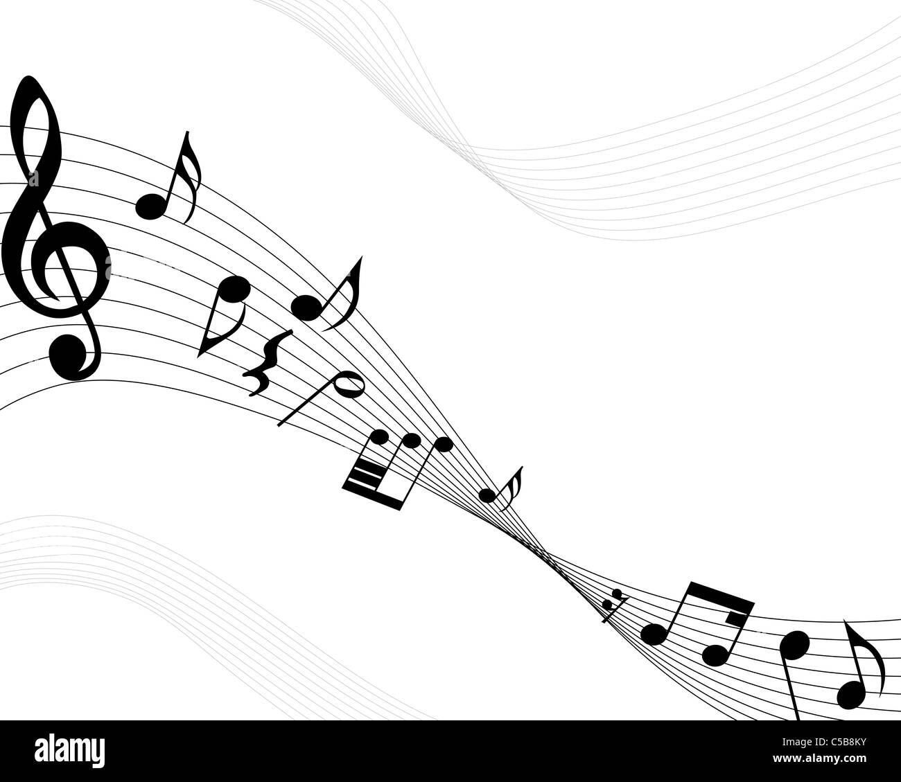 Vector musical notes staff background for design use Stock Photo - Alamy