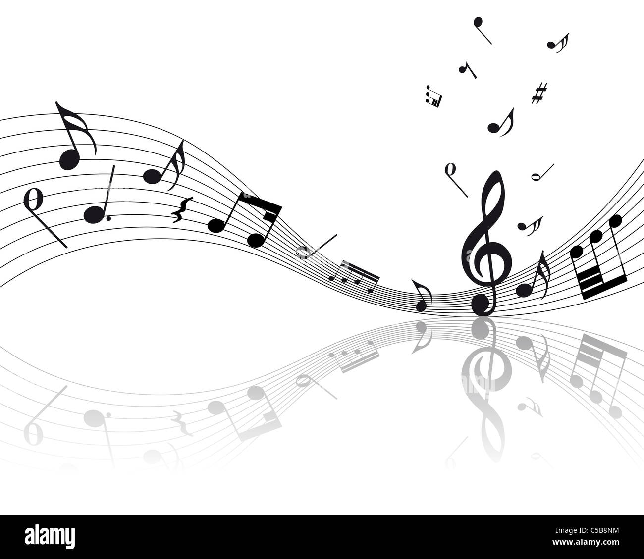 Vector musical notes staff background for design use Stock Photo - Alamy