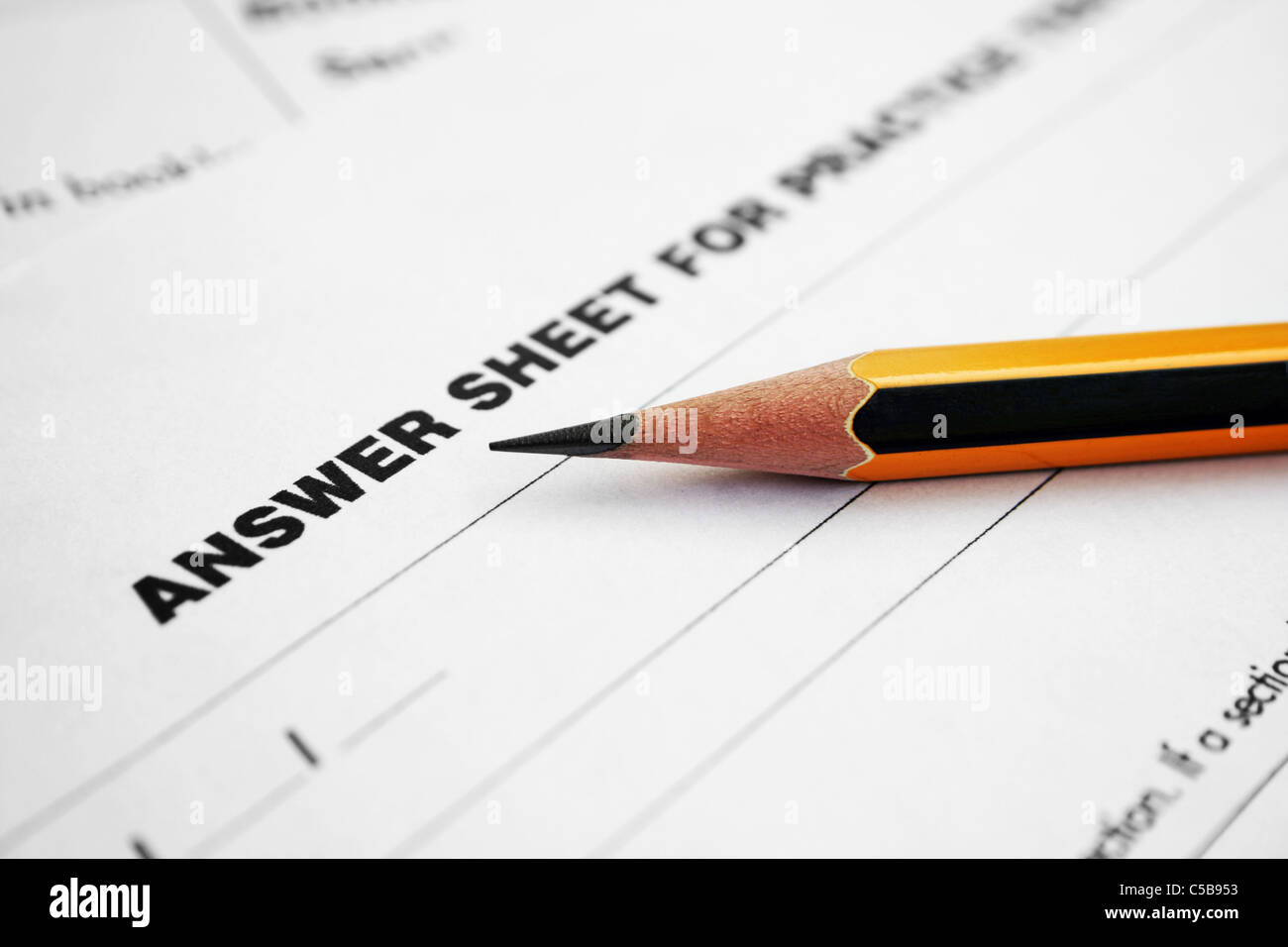Answer sheet Form Stock Photo - Alamy