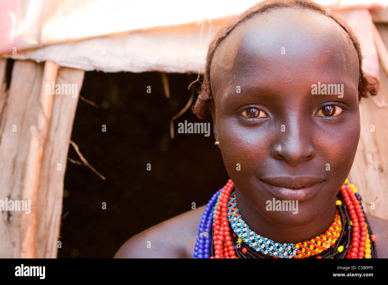 Dassanech Tribe Girl With A Feather In The Chin Omorate