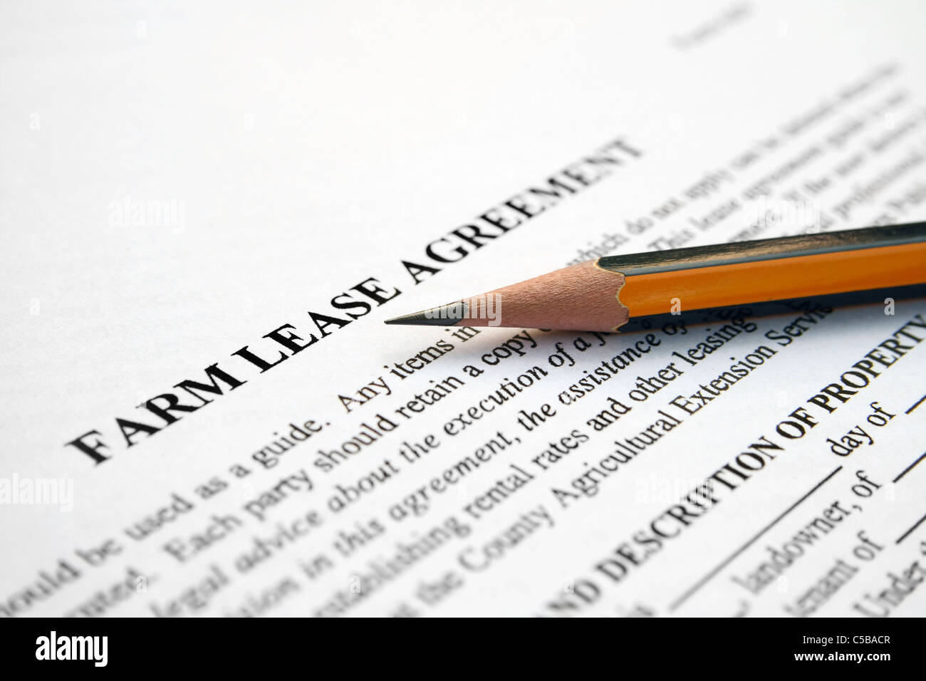 Farm Lease Agreement Form Stock Photo - Alamy
