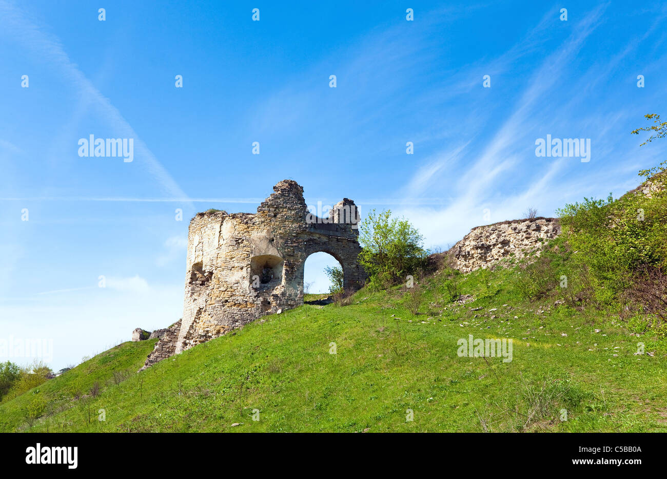 Spring view of Castle ruins (Sydoriv village, Ternopil region, Ukraine ...