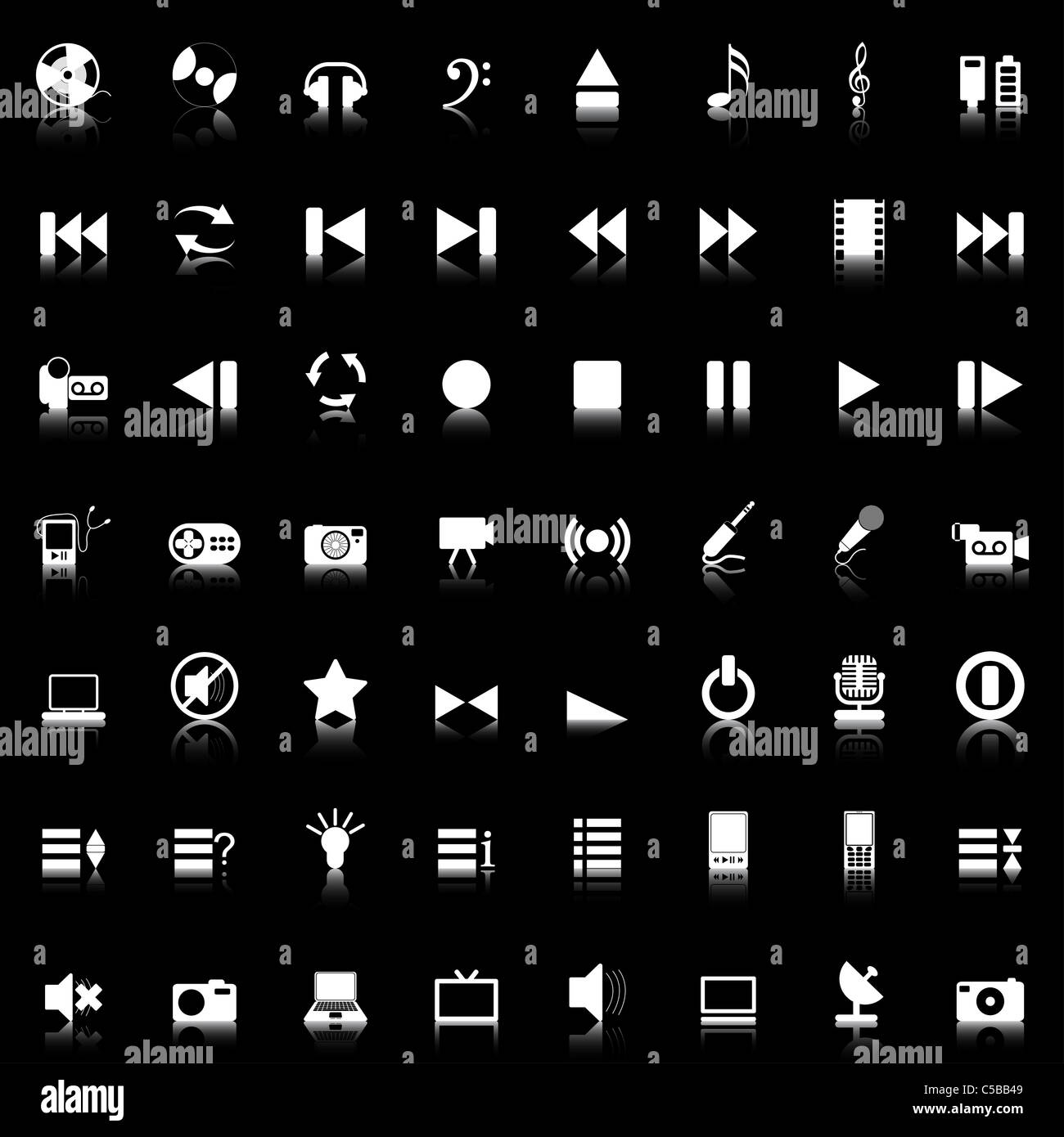 Vector collection of different music themes icons Stock Photo - Alamy