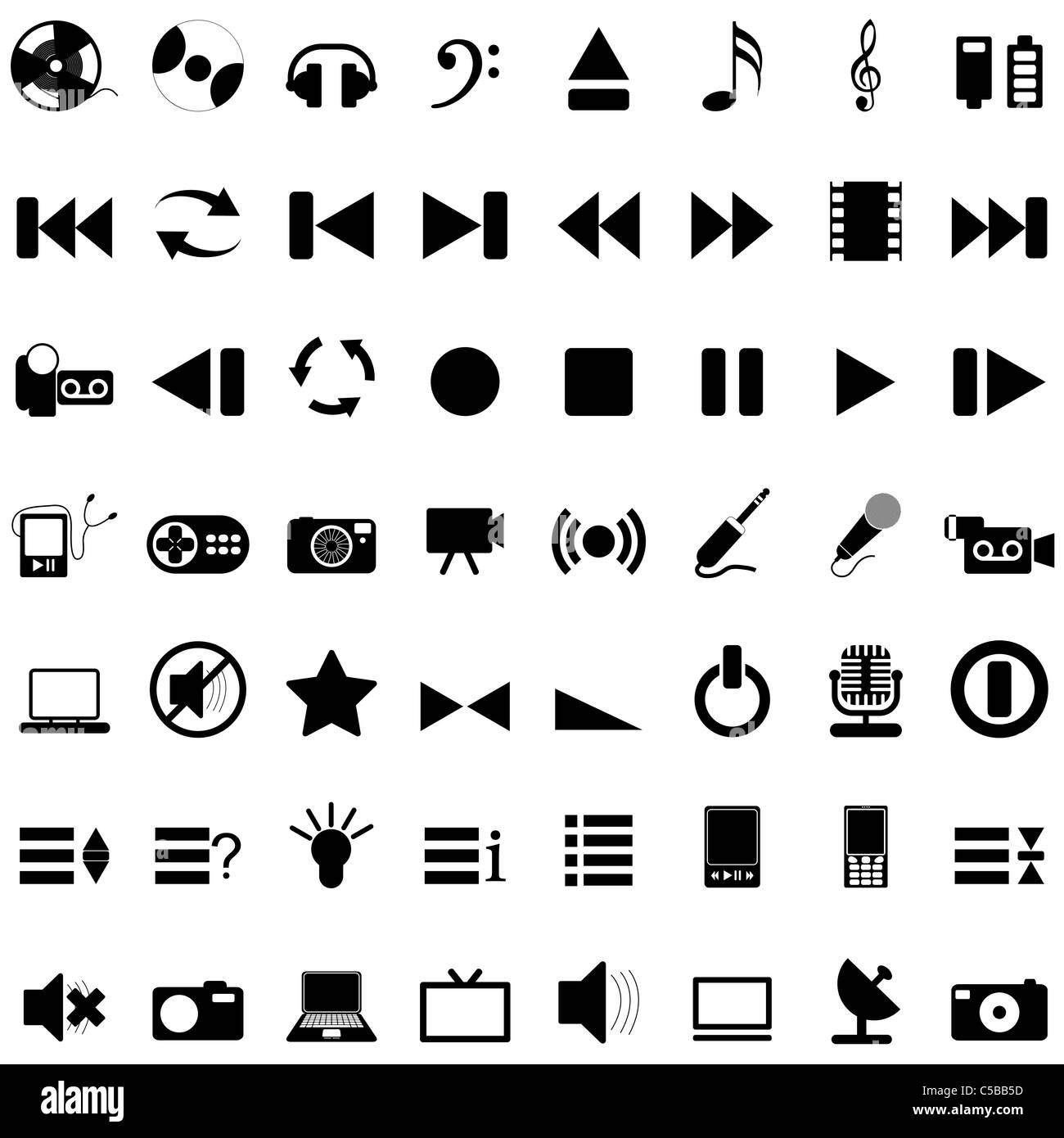 Vector collection of different music themes icons Stock Photo - Alamy