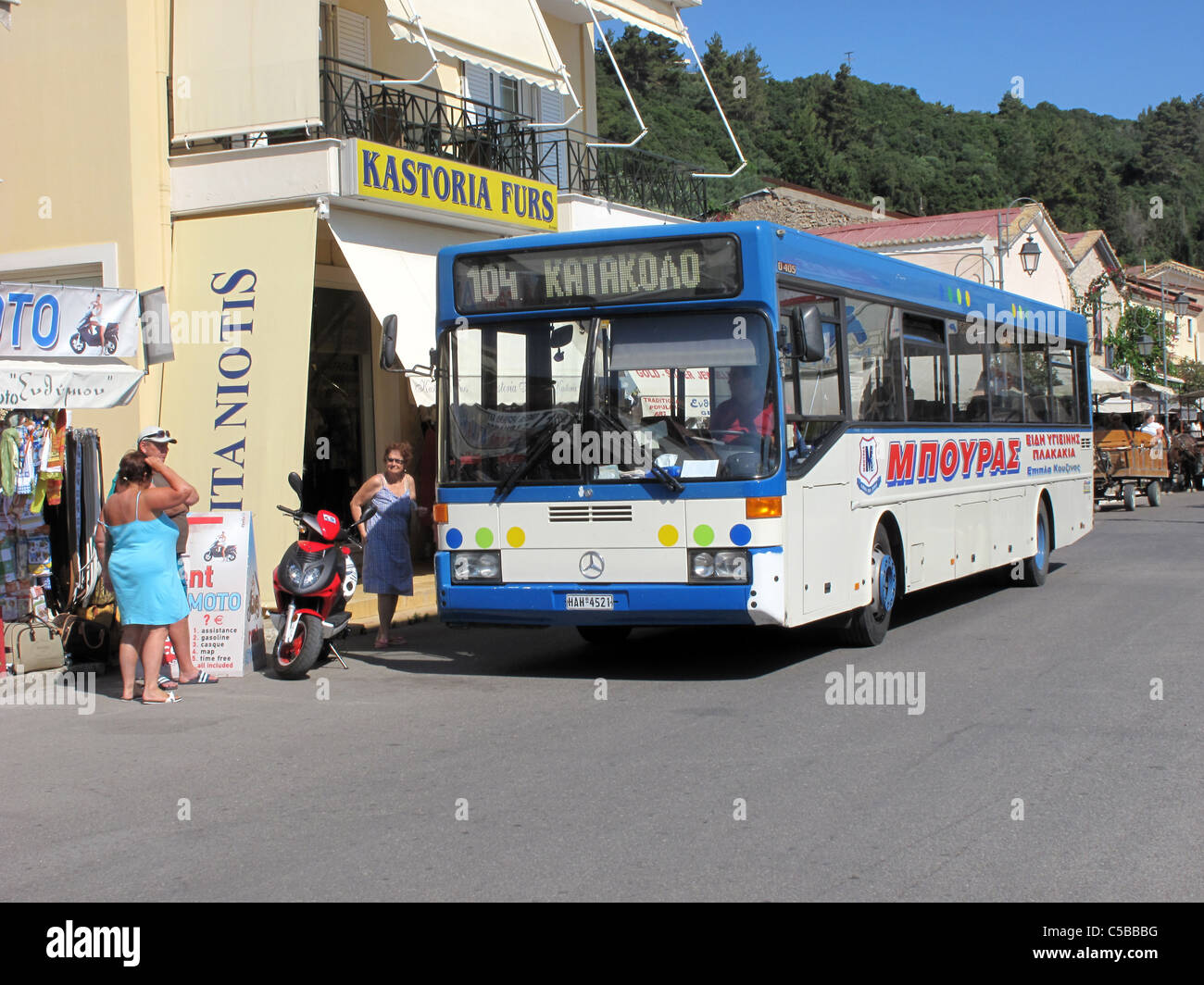 Bus Stop at Katakolon in Greece Stock Photo - Alamy
