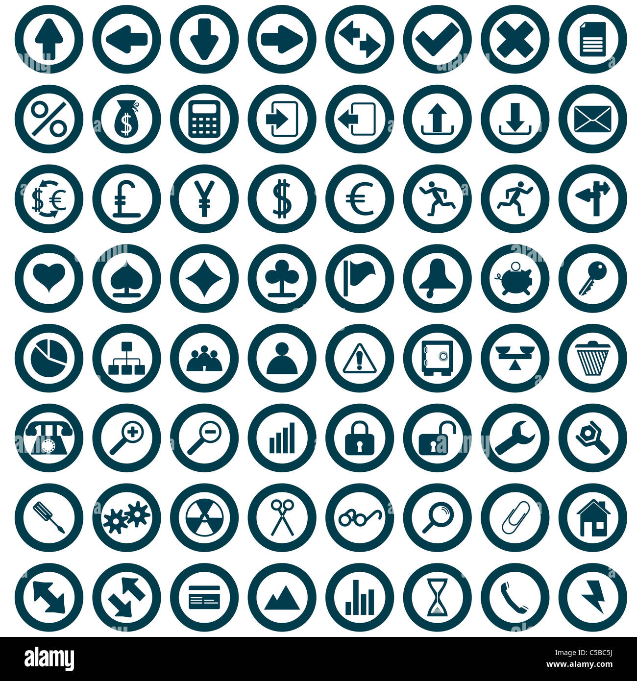 Collection of different icons for using in web design Stock Photo - Alamy