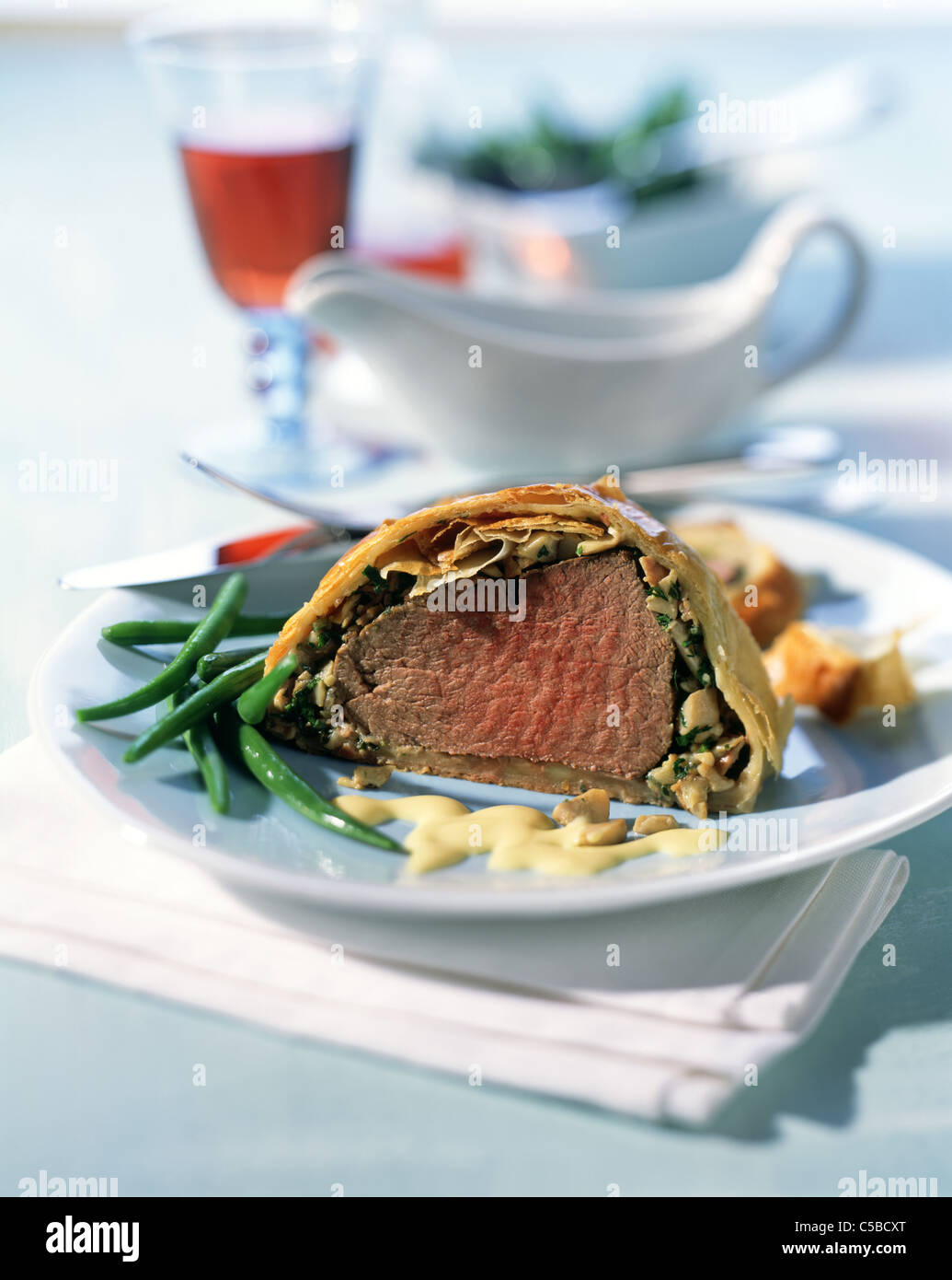 Beef fillet in puff pastry wellington style Stock Photo - Alamy