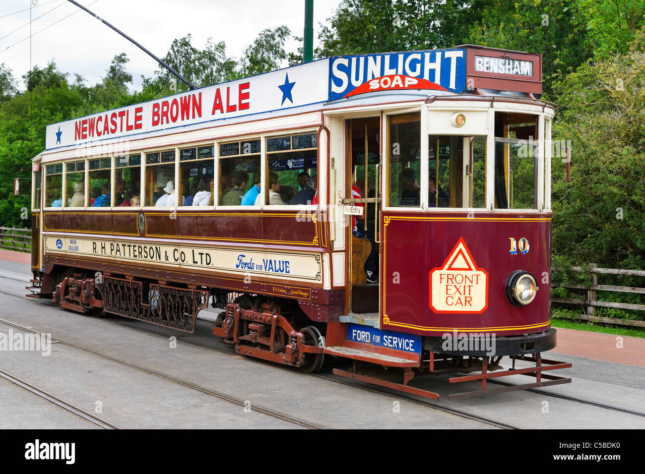 Old tram at Beamish Open Air Museum, County Durham, North East England ...
