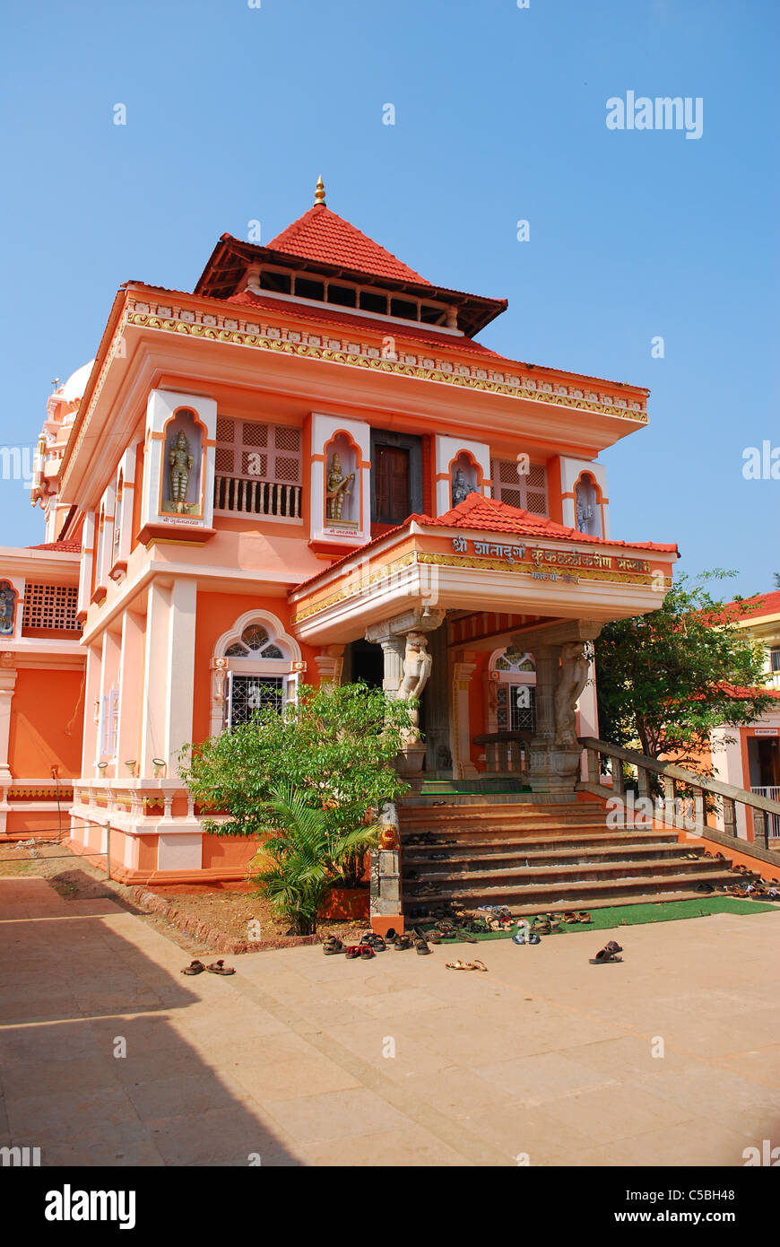 front view of shantadurga temple in goa Stock Photo - Alamy