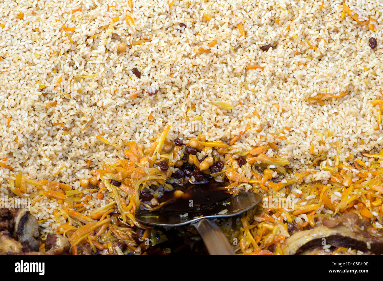 Urgut market, Samarkand, Uzbekistan. Plov. Uzbeki version of pilau rice ...