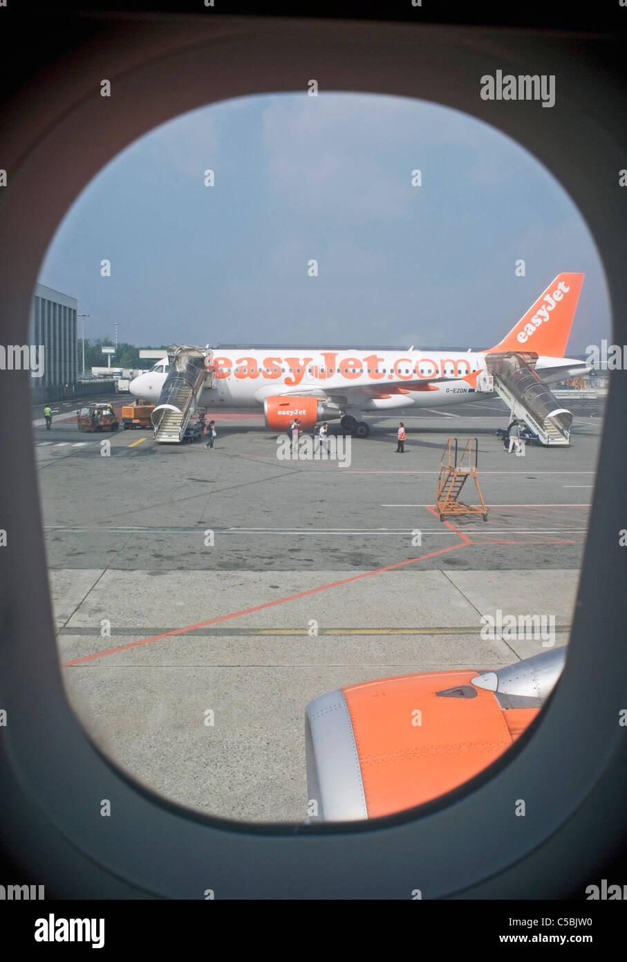 easyjet airplane seen from window - malpensa airport - milan - italy ...