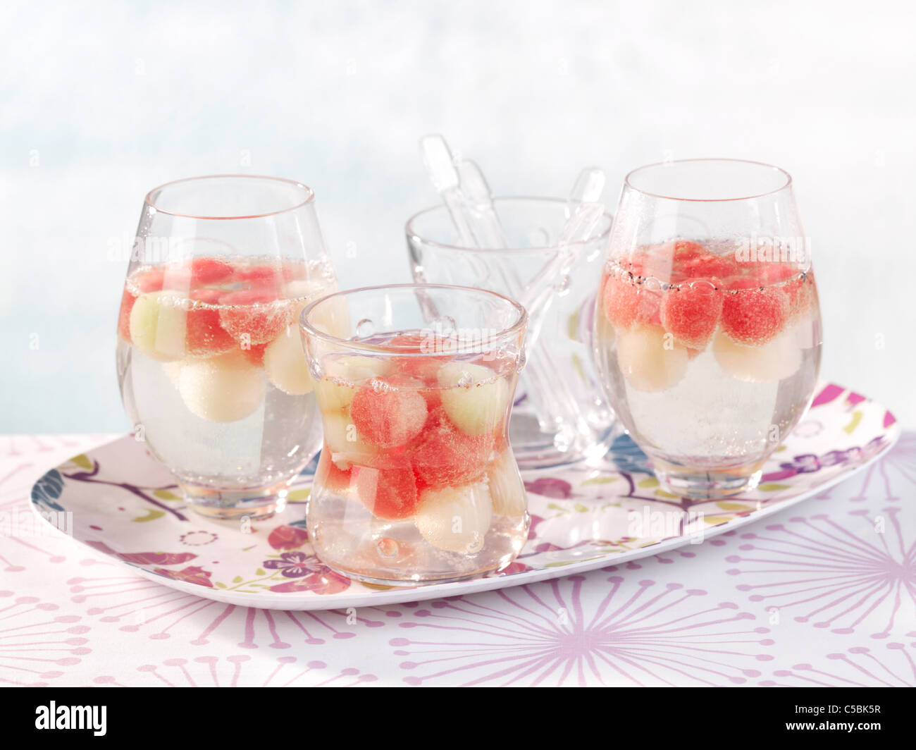 Melon punch in glasses Stock Photo - Alamy