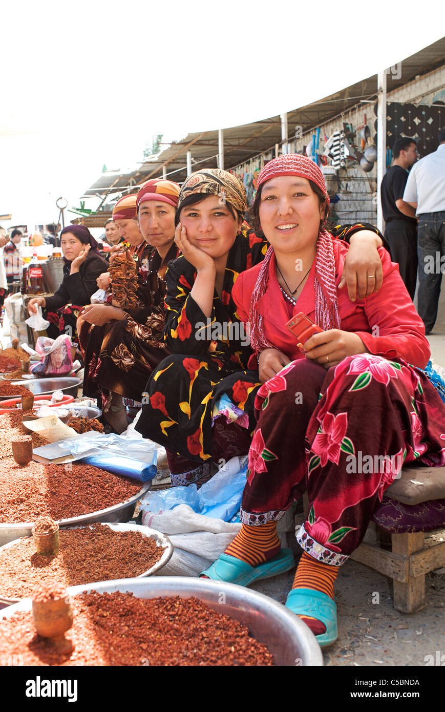 Friendly Uzbeki vendors, Urgut market, Samarkand, Uzbekistan Stock ...