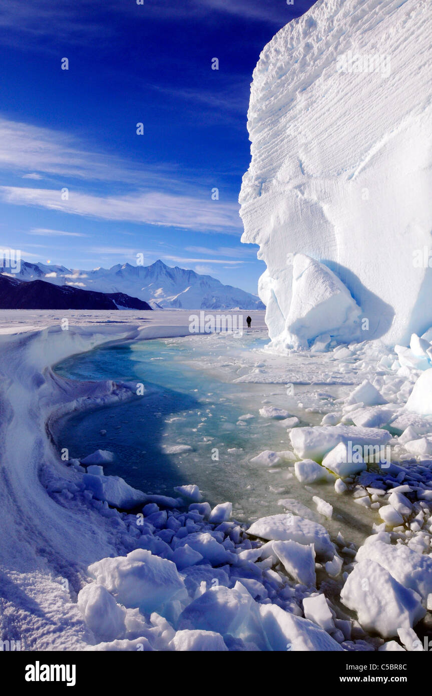 Mount Herschel with large ice berg from near Cape Hallett northern Ross ...
