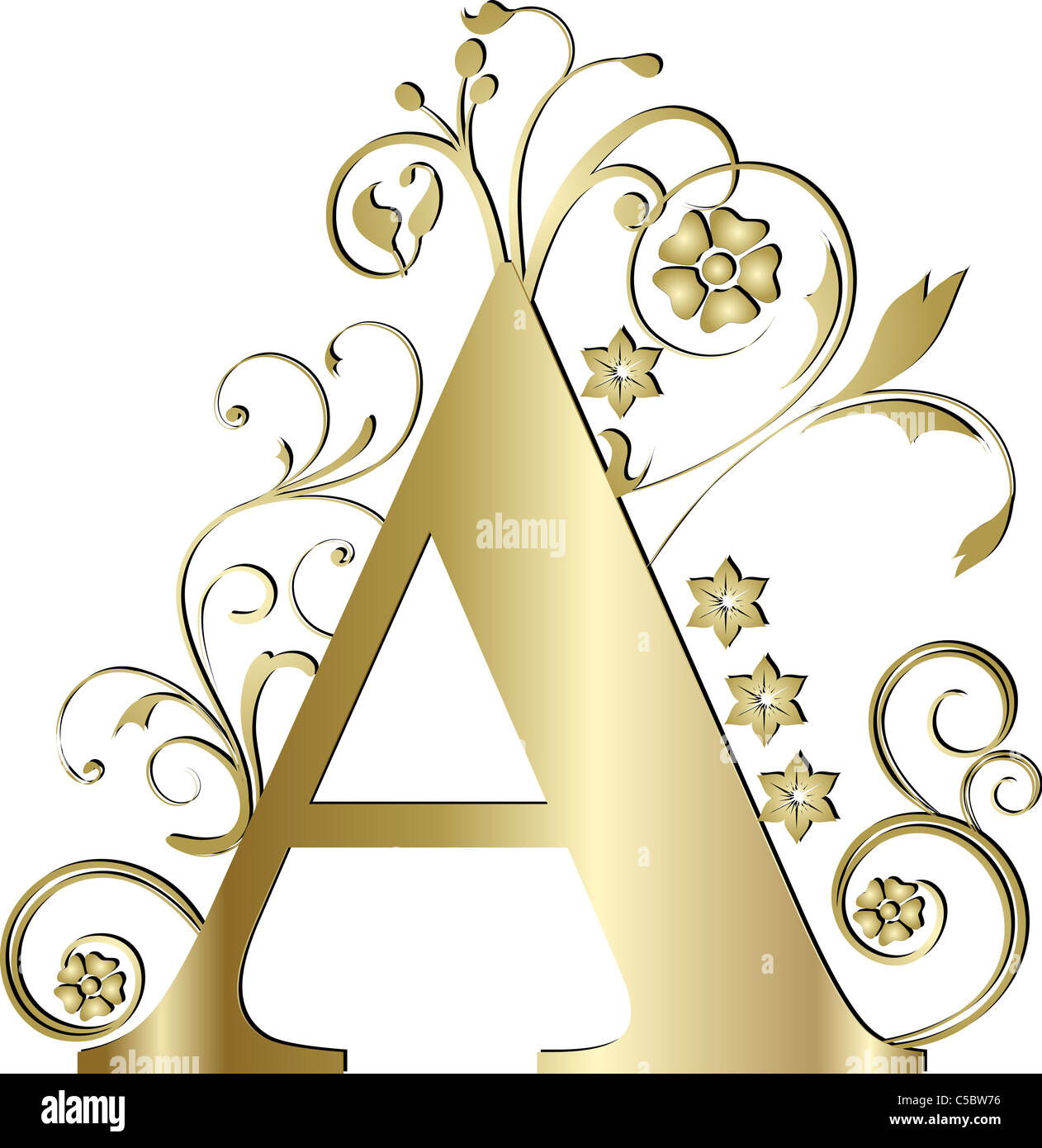 Decorated Capital Letter gold Stock Photo - Alamy
