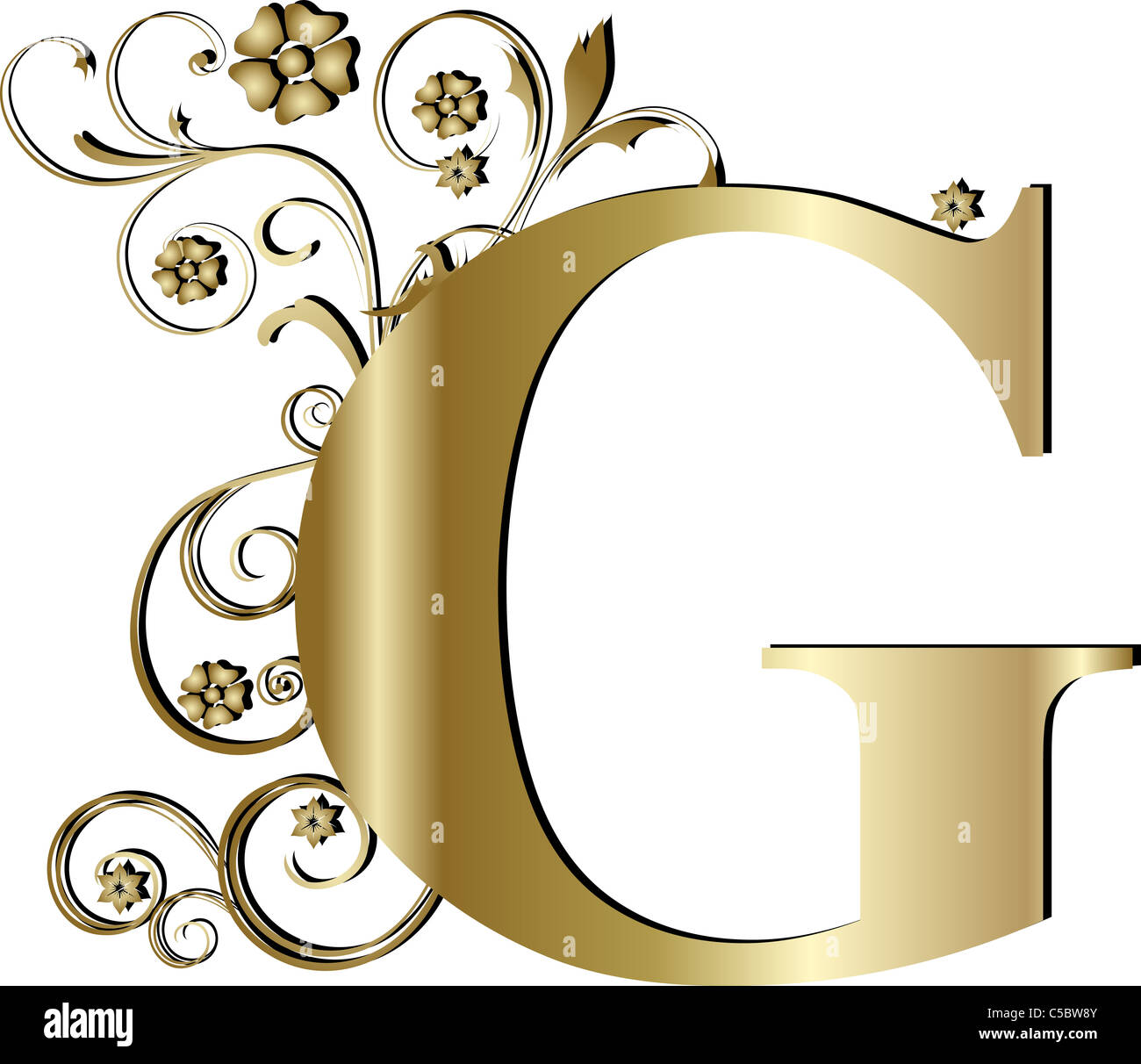 Decorated Capital Letter gold Stock Photo - Alamy