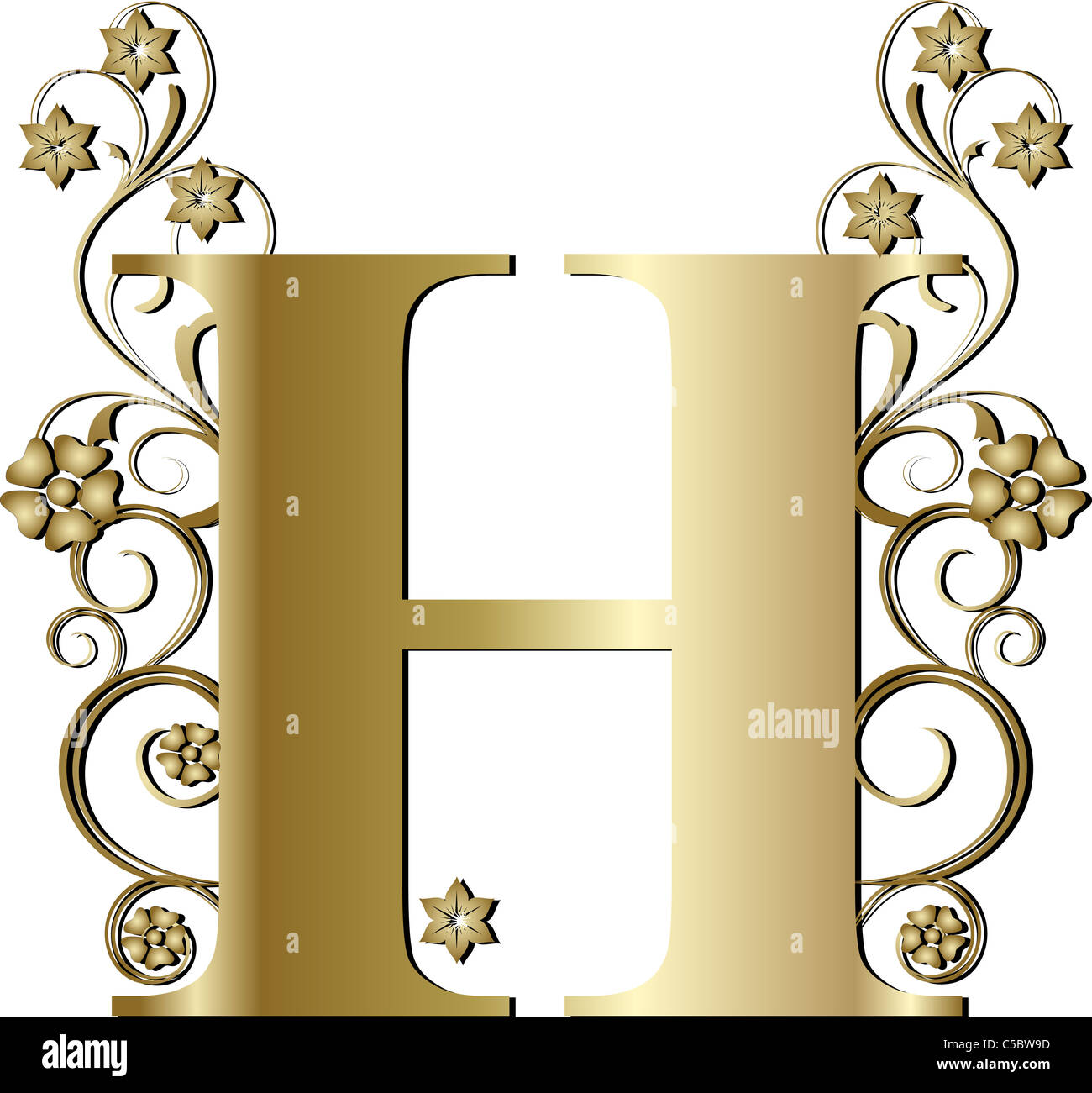 Decorated Capital Letter gold Stock Photo - Alamy
