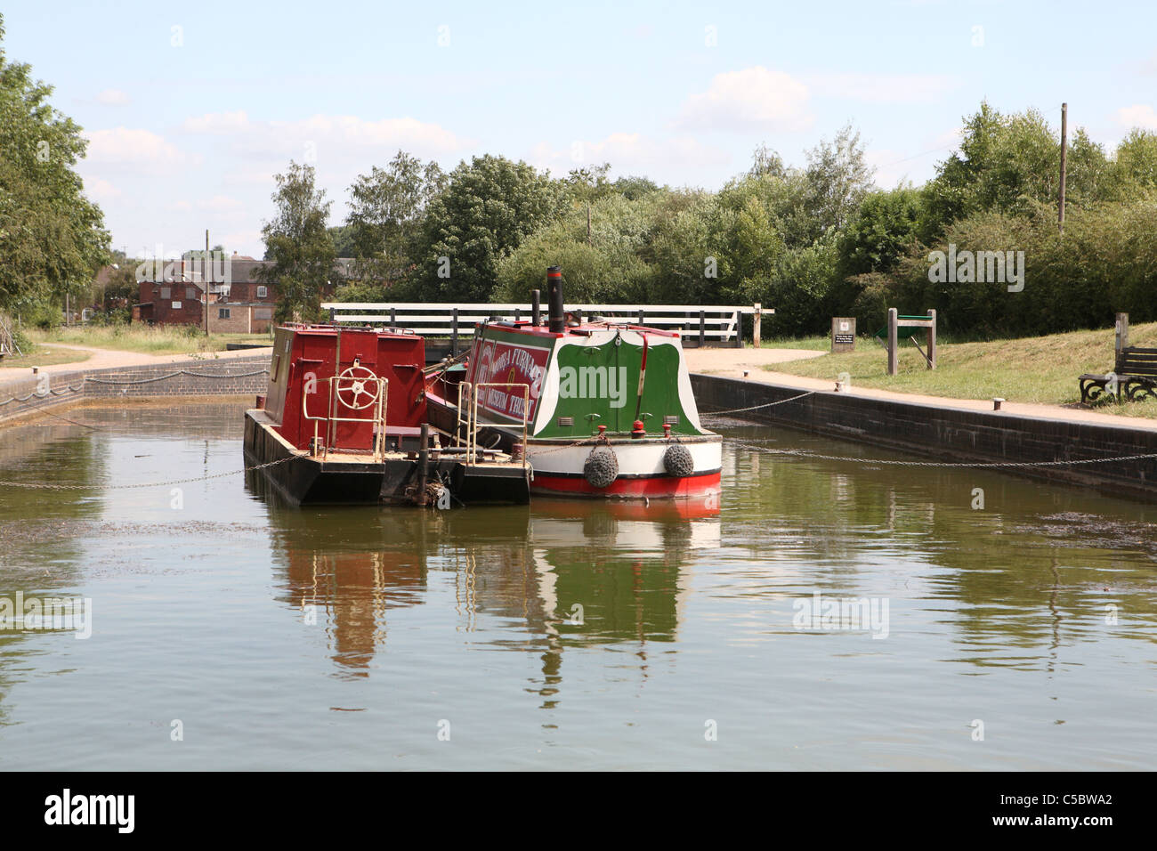 Canal narrow boats at Moira Furnace Stock Photo - Alamy