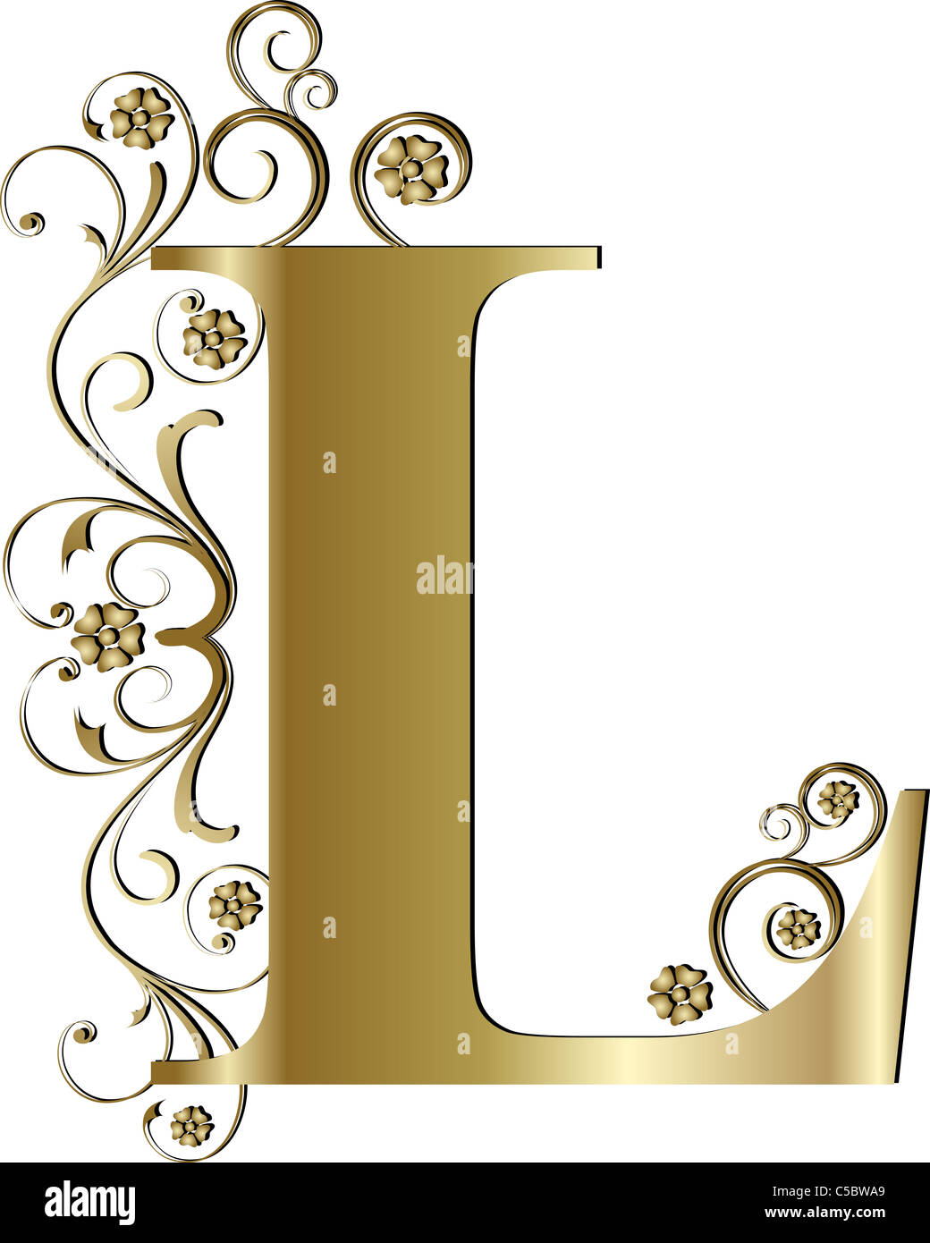 Decorated Capital Letter gold Stock Photo - Alamy