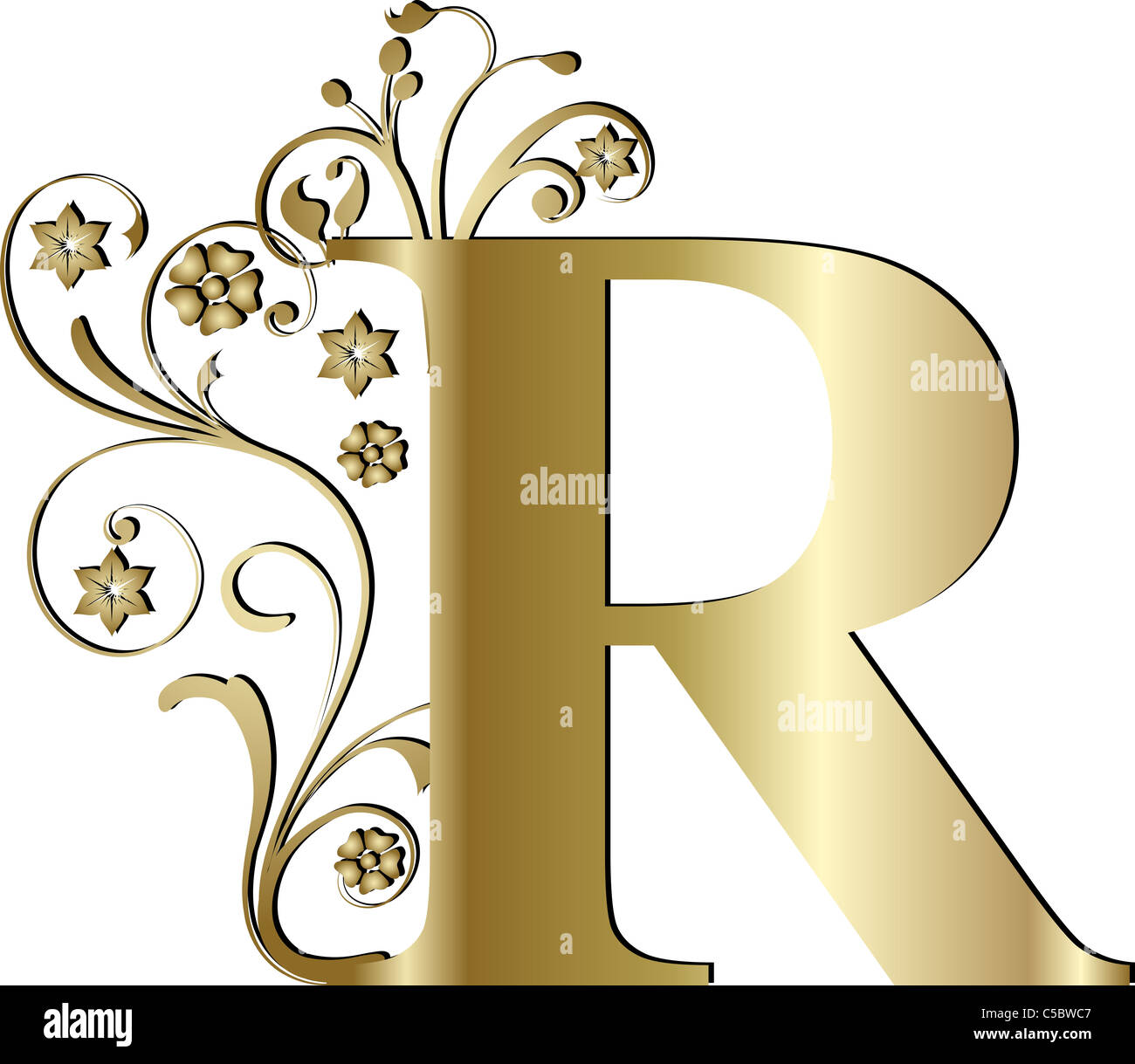 Decorated Capital Letter gold Stock Photo - Alamy