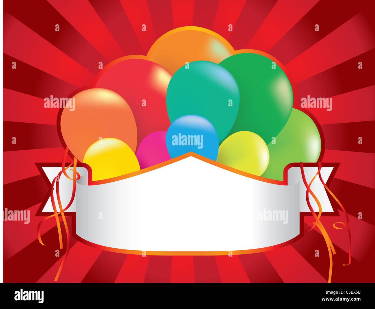 generic party balloon themed background with empty scroll area for copy ...