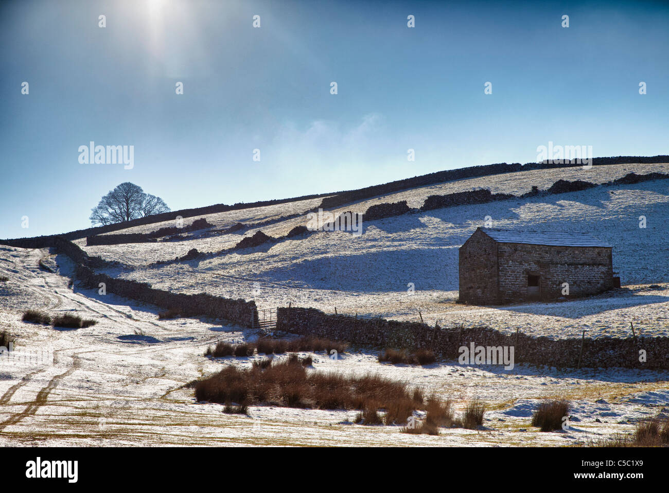 Snowy Field; Yorkshire Dales, England Stock Photo - Alamy