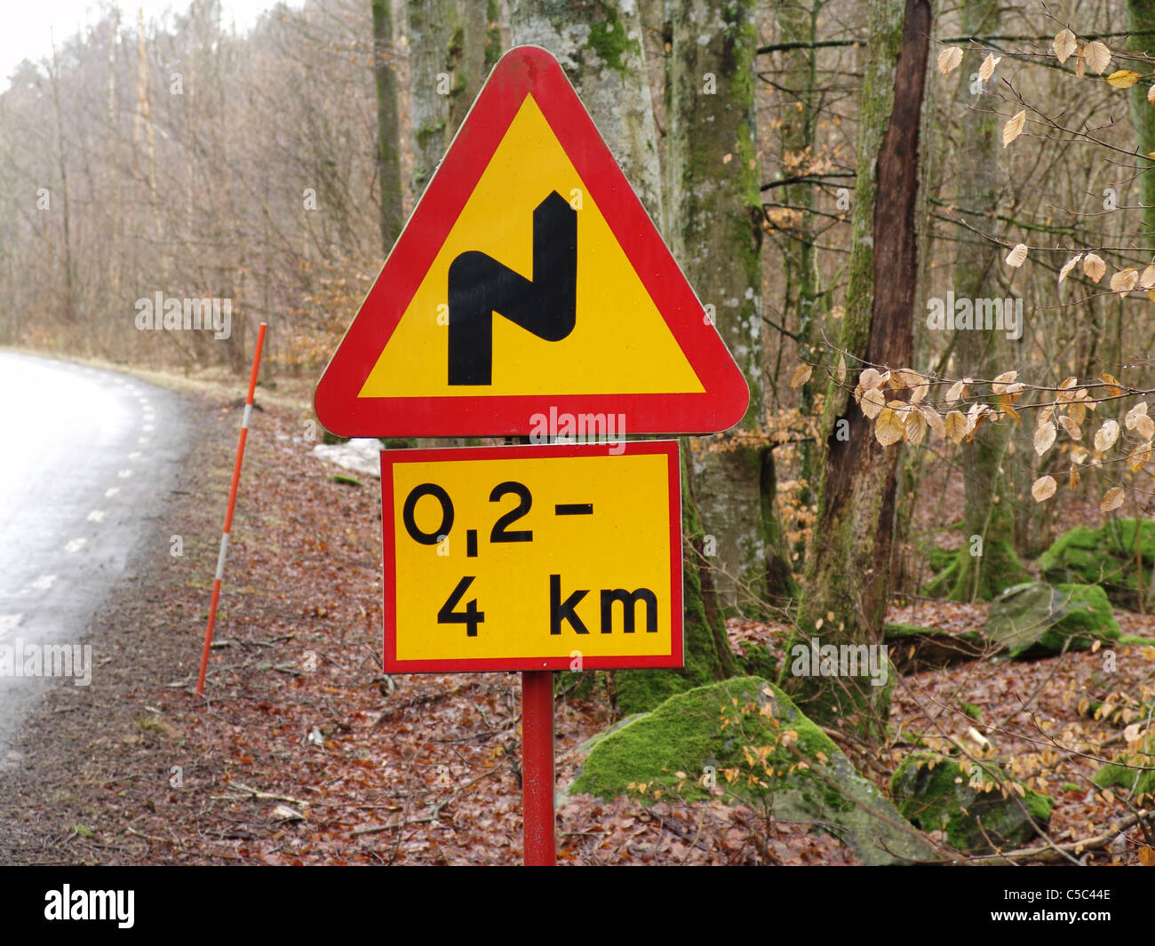 Sharp Bend Warning Sign Stock Photos & Sharp Bend Warning Sign Stock ...