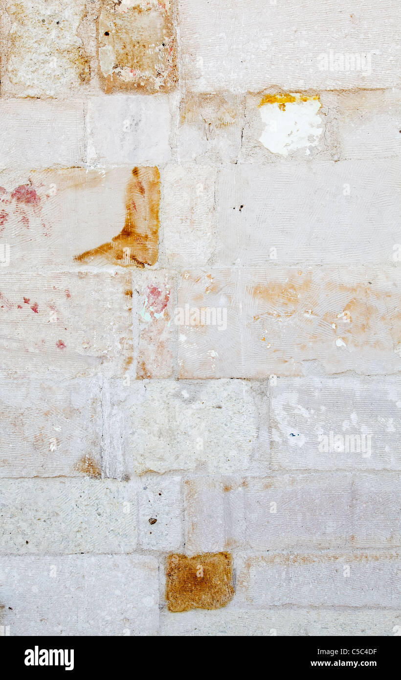 Random limestone and sandsone brickwork typical regional craftsmanship ...