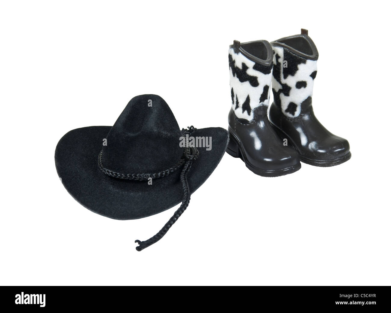 Cowboy hat and boots with black and white cow spots - path included ...