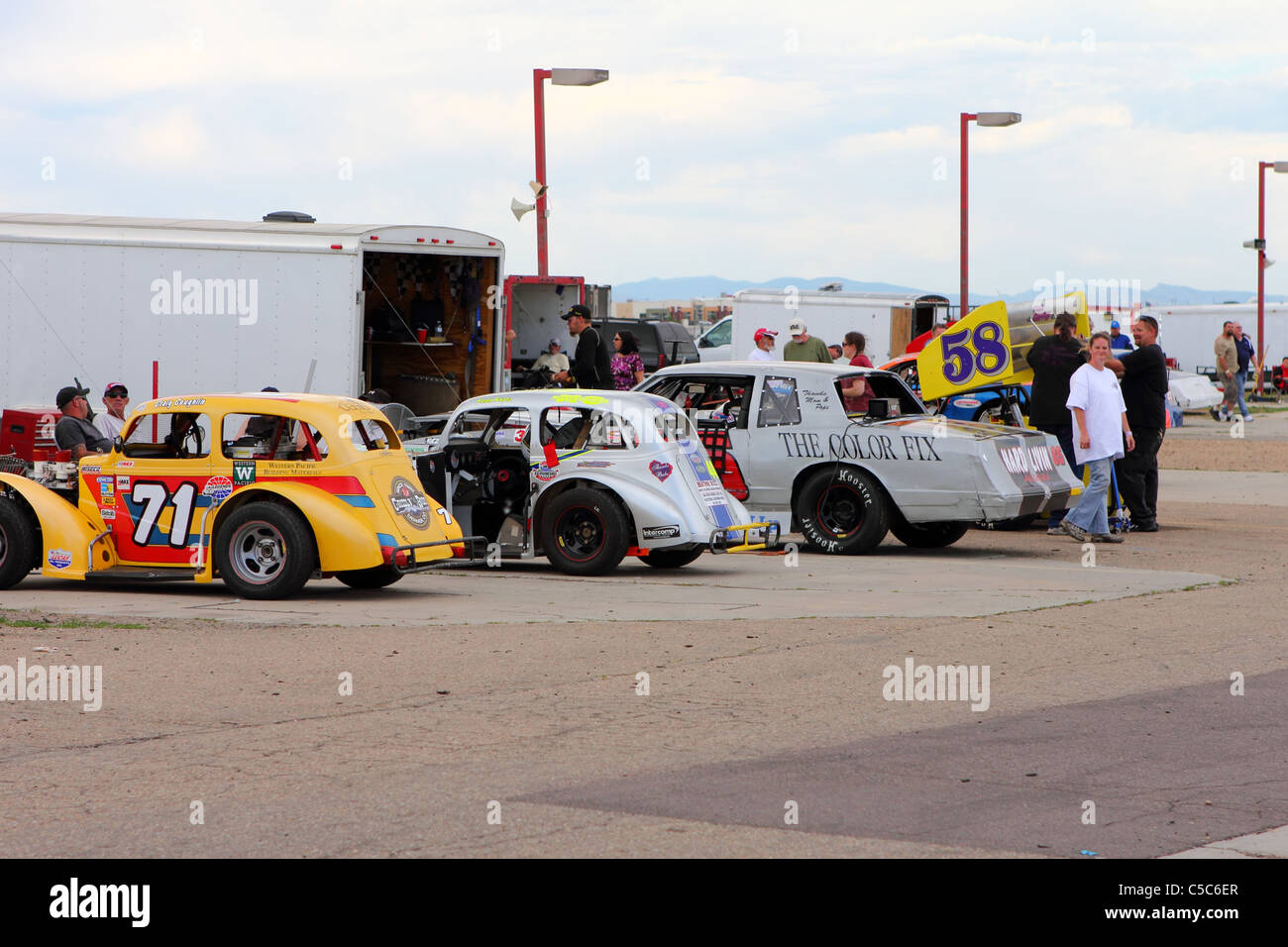 Denver, Colorado - A series of vehicles in the pits at the Colorado ...