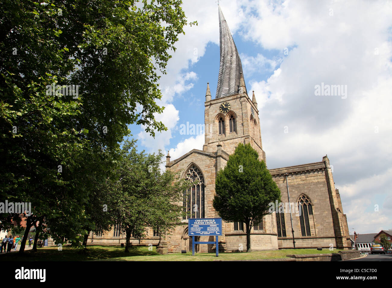 Chesterfield parish church of St Mary's with crooked spire in ...