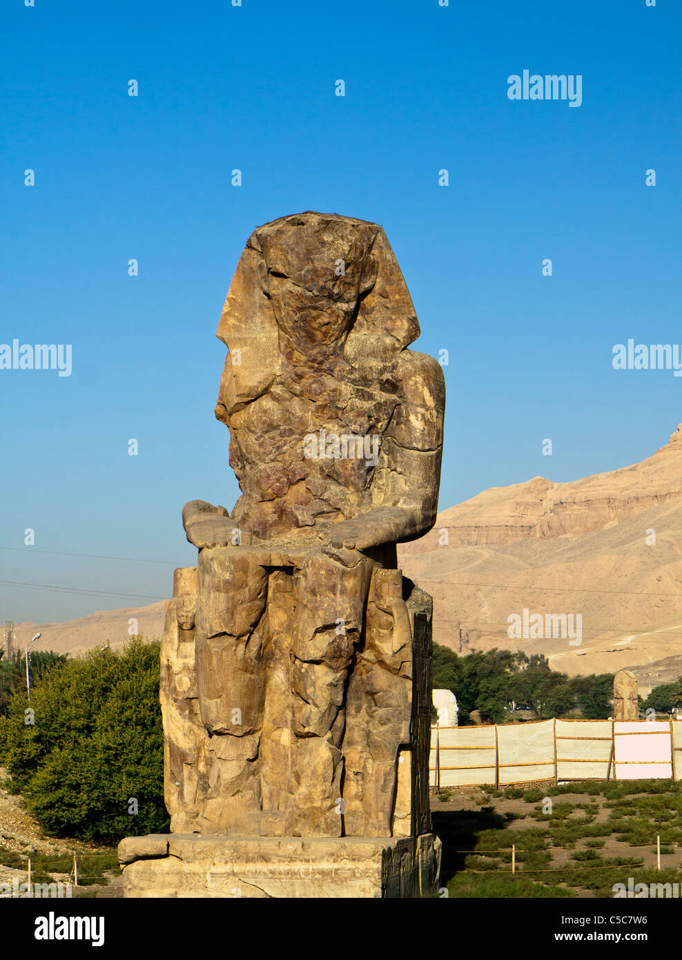 The Colossus of Memnon 18 metres high on the west bank of the Nle Stock ...
