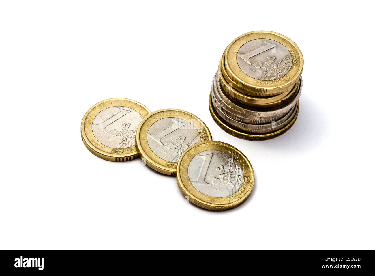 Euro coins isolated on white background Stock Photo - Alamy