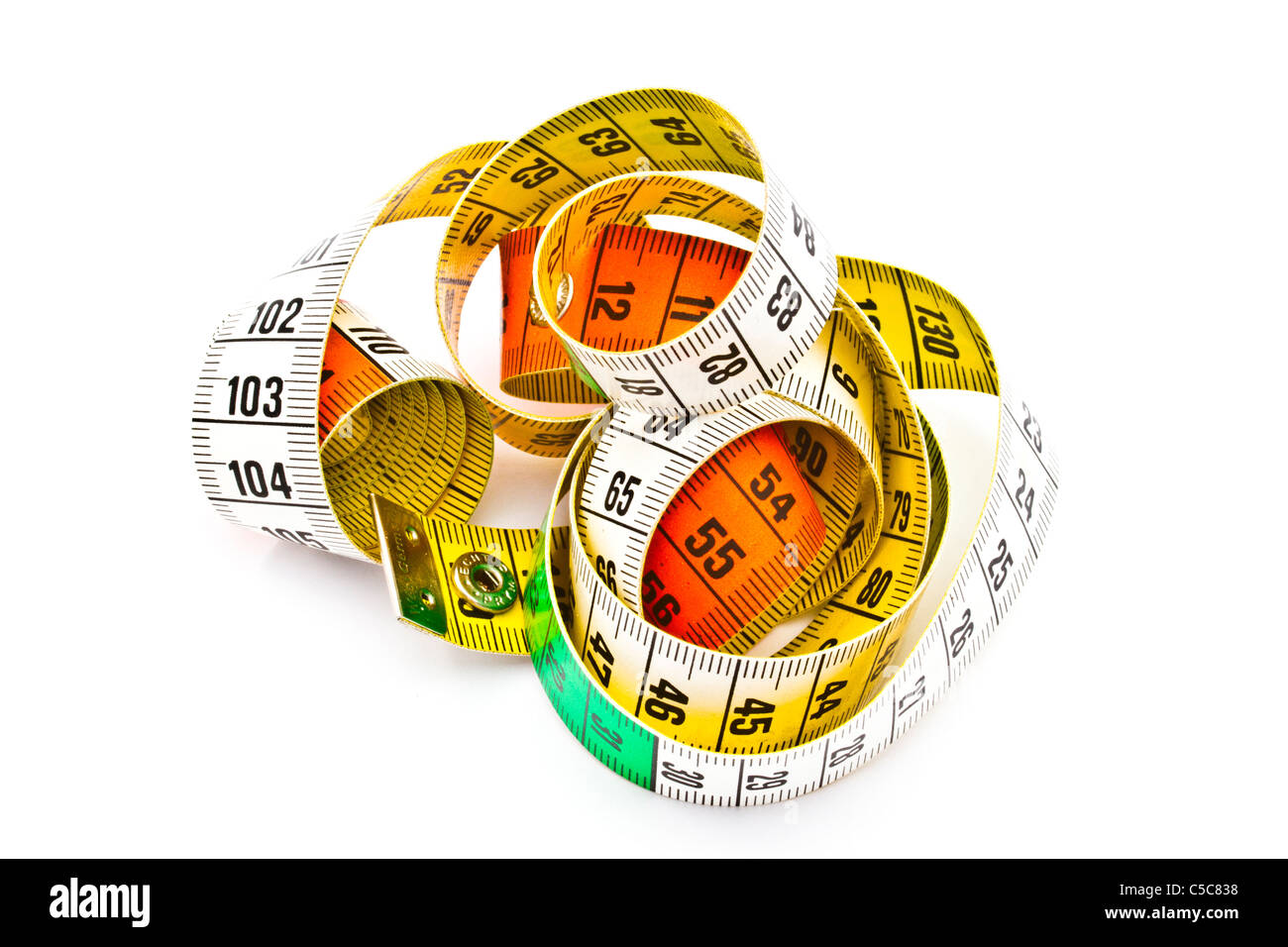 Colorful tape measure isolated on white background Stock Photo - Alamy