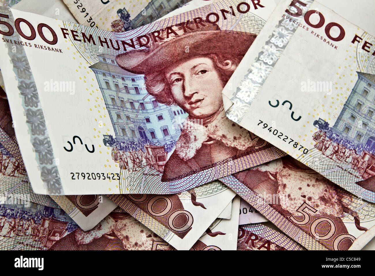 Swedish currency closeup on white background. 500 Kronor Stock Photo ...